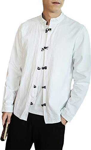 HSQIBAOER Chinese Traditional Clothing Men's Long-Sleeved Cotton Linen ...