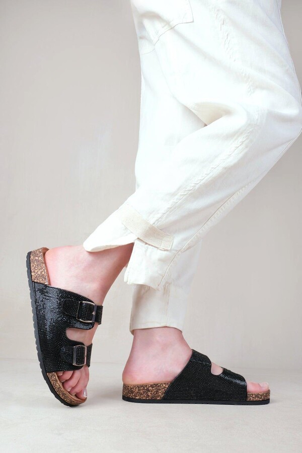 Where's That From 'Double' Up Two Strap Flat Sandals With Diamante ...