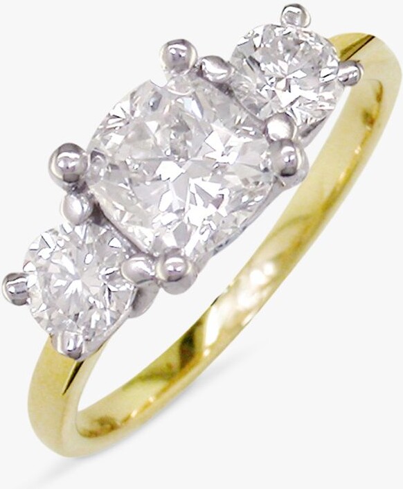 E.W Adams 18ct Yellow Gold and Platinum 3 Diamond Engagement Ring ...