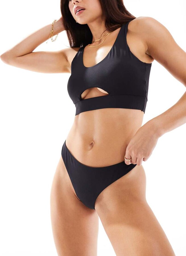 Vero Moda mix and match high v waisted brazilian bikini bottoms in black - ShopStyle Two Piece ...