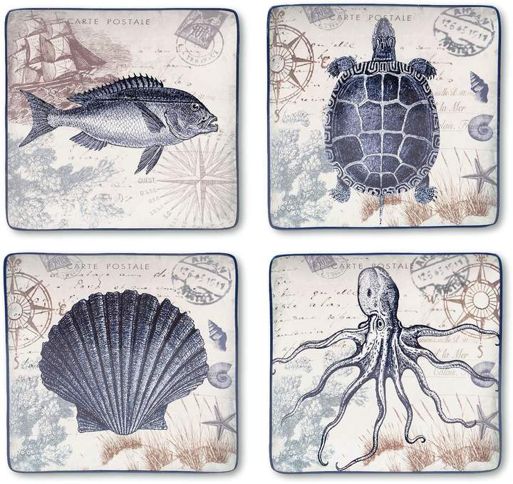 Certified International Coastal Postcards 4-pc. Square Dinner Plate Set ...