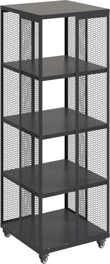 BESTCOSTY Rotating Bookcase White 4 Tiers Metal Bookshelf, 360° Cubic ...