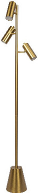 Everly Quinn Lumina Brassed Gold Floor Lamp with Rotary Switch Triple ...