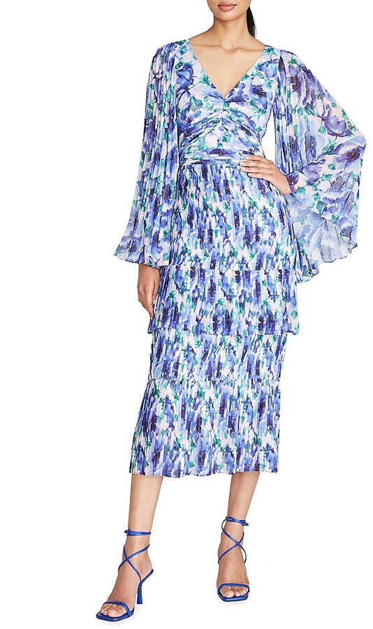 Theia Gemma Pleated Midi Dress - ShopStyle