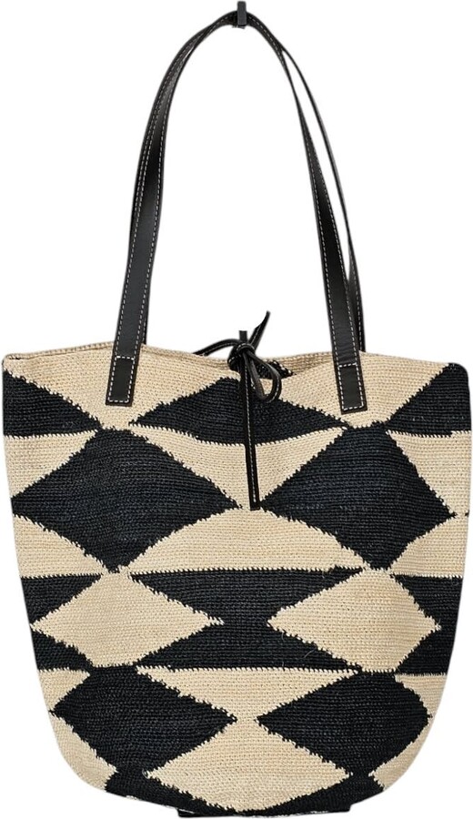 Shamuk Women's White / Black Shigra Large Black White With Two Handles ...