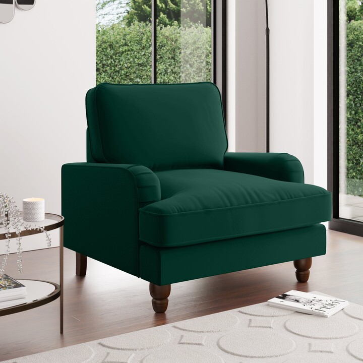 Dunelm Beatrice Matte Velvet Armchair Green - ShopStyle