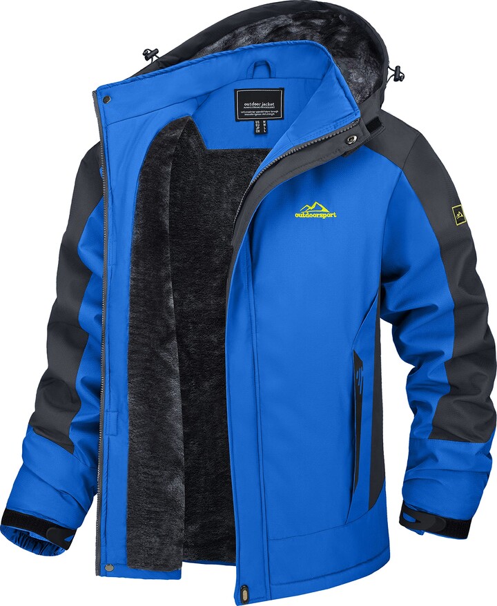 TACVASEN Waterproof Jackets Mens Work Jacket Fleece Hiking Jacket Winter Camping Jacket ...
