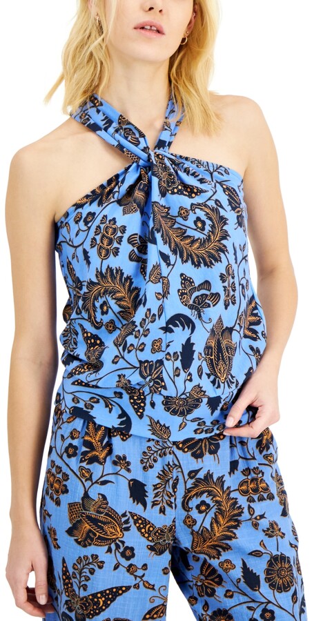 INC International Concepts Printed Twist Halter Top, Created for Macy's ...
