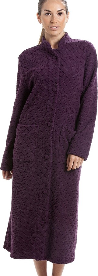 Camille Women's Super Soft Housecoat - Floral Luxury Button Up Bathrobe ...