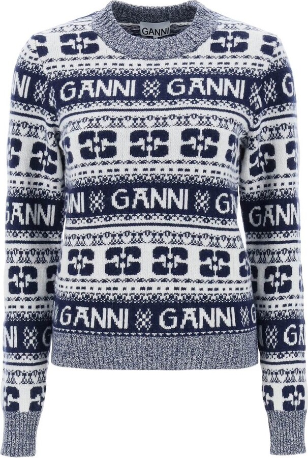 Ganni Logo Intarsia-Knit Jumper - ShopStyle Capes