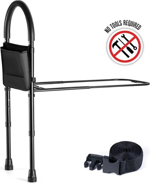 Bed Hand Assist Rail Bar with Adjustable Heights and Storage Pocket ...