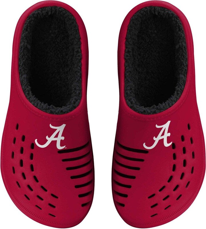 Men's FOCO Alabama Crimson Tide Big Logo Sherpa-Lined Clog Slippers ...