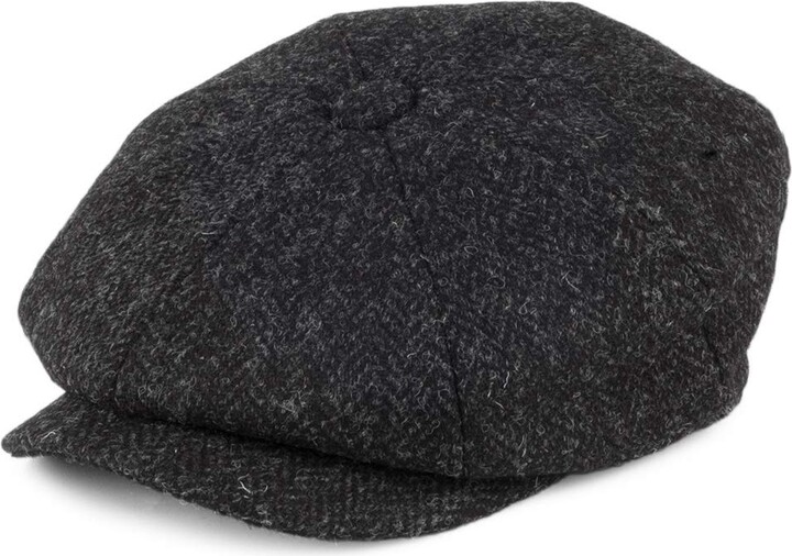 Jaxon & James Harris Tweed Taransay Newsboy Cap - Black-Charcoal XXL ...
