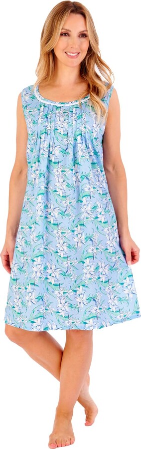Slenderella Floral Sleeveless Nightie ND05220 Blue 12-14 - ShopStyle ...