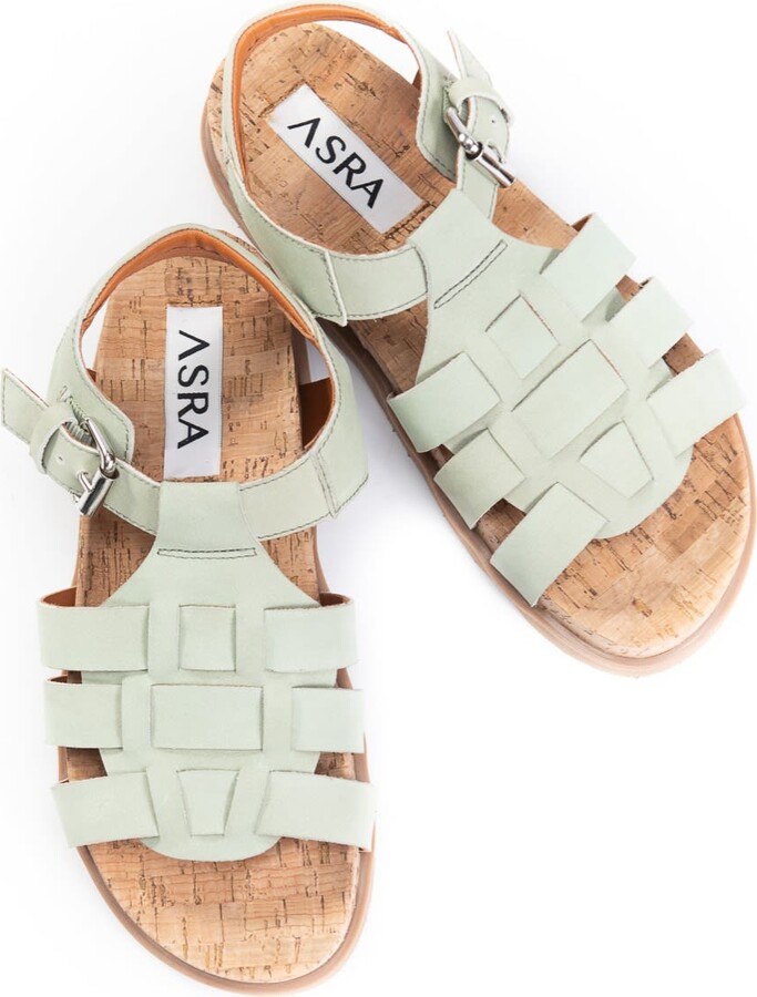 Asra Women's Green Paxon Sage Nubuck Leather Footbed Sandal - ShopStyle