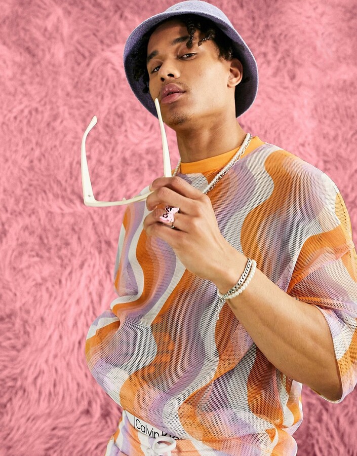 ASOS DESIGN oversized T-shirt in multi color printed mesh - part of a ...