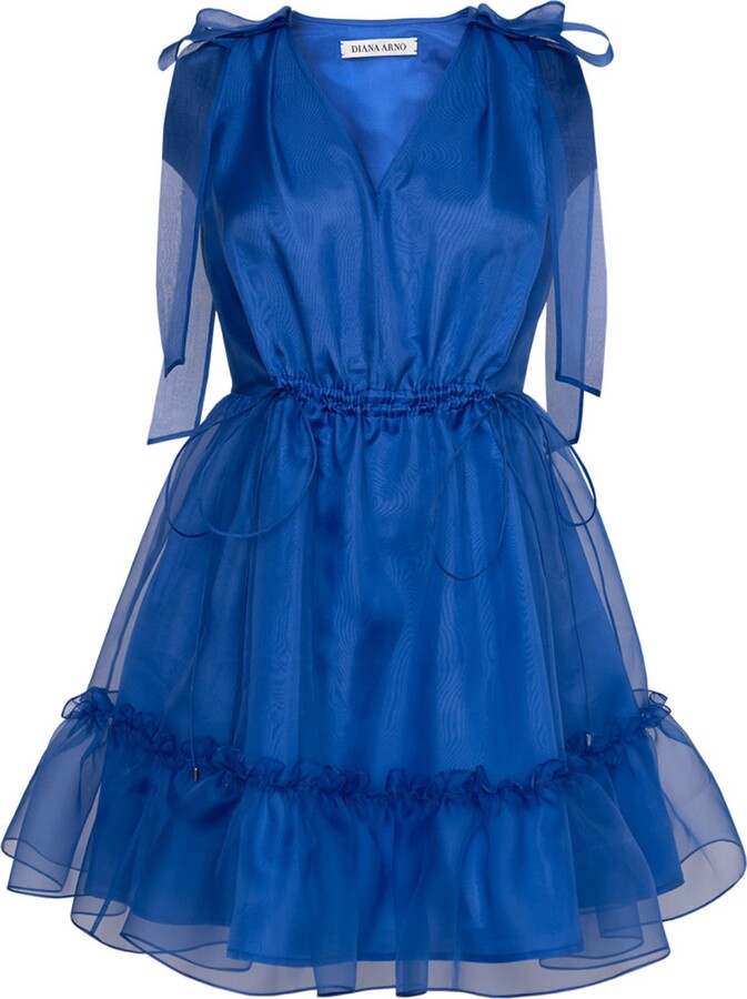 DIANA ARNO Cathy Silk Organza Minidress In Hyper Blue - ShopStyle