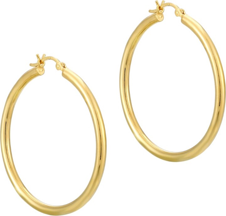SEOL + GOLD - 22Ct Gold Vermeil Large Rounded Creoles - ShopStyle Earrings
