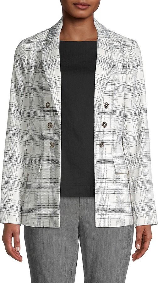 Tommy Hilfiger Windowpane Check Double-Breasted Jacket - ShopStyle Blazers