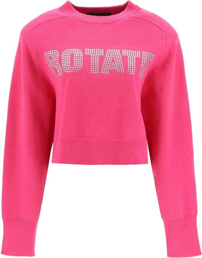 Rotate by Birger Christensen Rhinestone Logo Organic Cotton Sweater ...