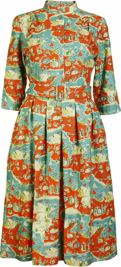 Palava Cynthia - Mandarin Treasure Map Dress - ShopStyle