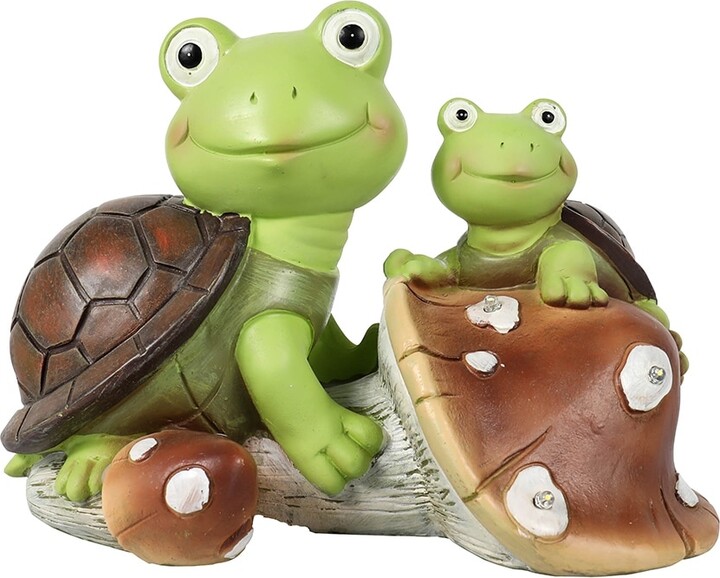 Sunjet Garden Statue Turtles Figurine Turtles Sculpture with Solar LED ...
