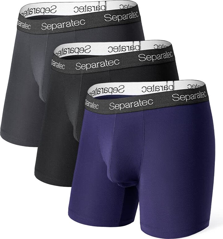 Separatec Men's Boxers Briefs Soft Micro Modal with Separated Dual ...