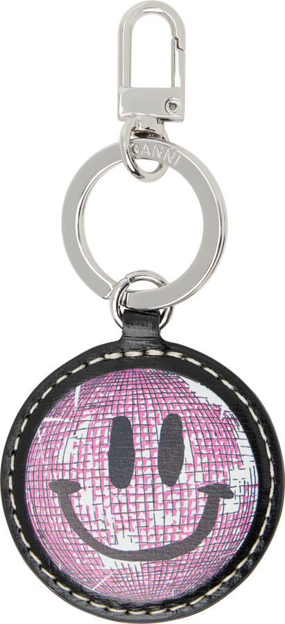 Ganni Black Banner Smiley Keychain - ShopStyle