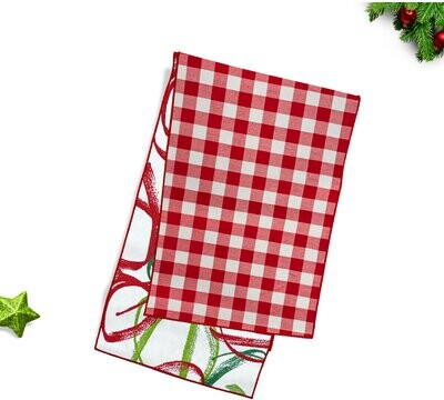 The Holiday Aisle Christmas Reversible PLAIDO Bright Red/RIBBONS Bright ...