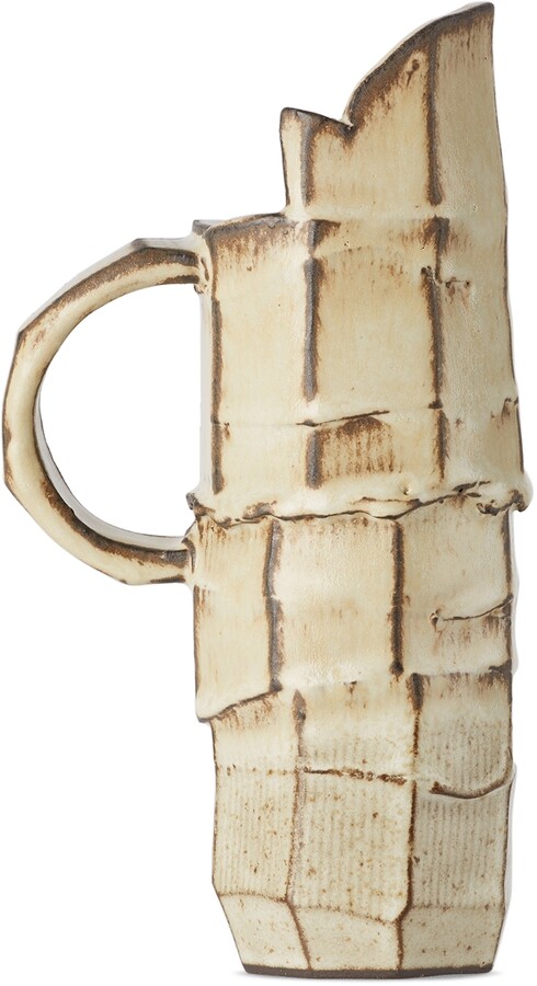 Adam Ross Ceramics Off-White & Brown Multifaceted Jug - ShopStyle