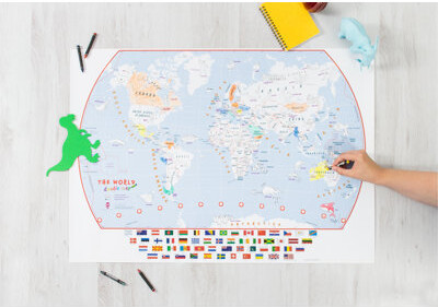 Maps International Roll-Down Doodle World Map with Crayons, 23" x 33 ...