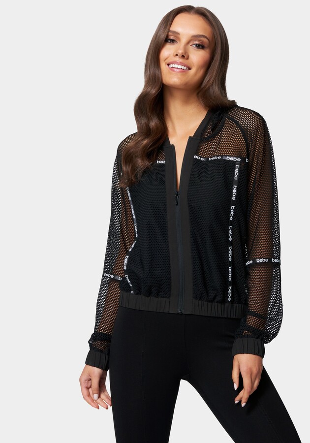 Bebe Logo Zip Up Mesh Jacket - ShopStyle