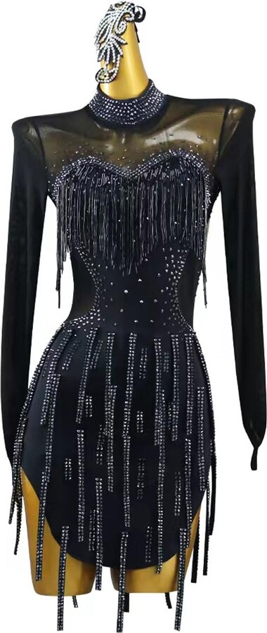 MOrfiL Women's High-End Ballroom Dance Costume Beaded Fringed Tango ...