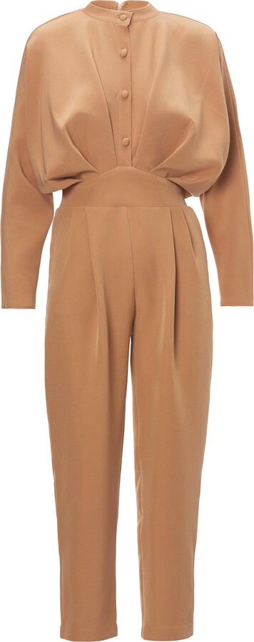 Bluzat Camel Maxi Jumpsuit With Button And Corset - ShopStyle