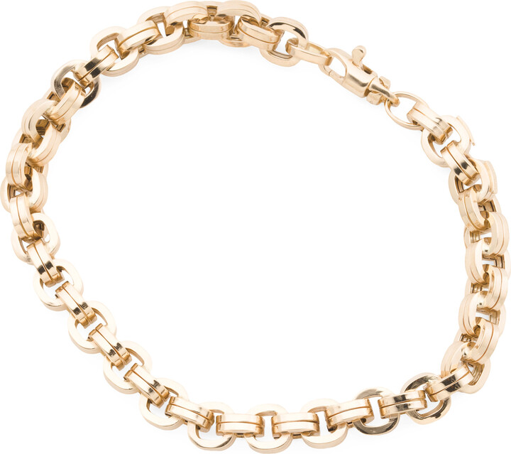 Golden Clef Made In Italy 14k Gold Double Square Bold Chain Bracelet ...