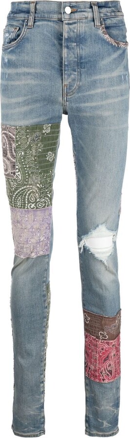 Amiri Distressed Patchwork Skinny Jeans - ShopStyle