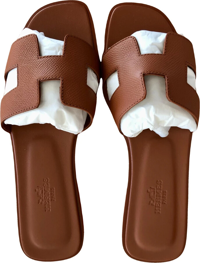 Hermes Oran leather sandal - ShopStyle