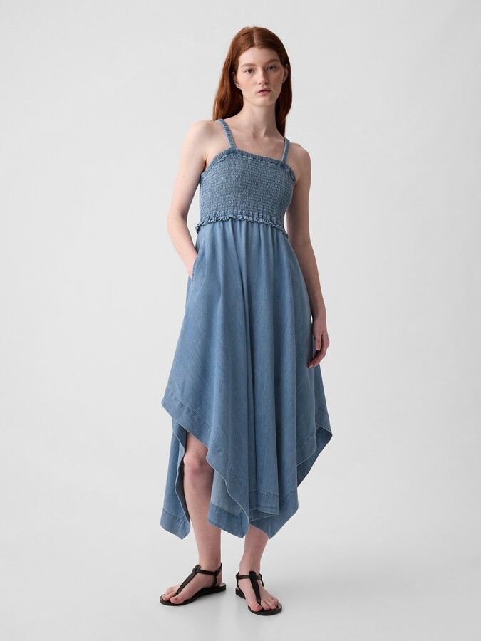 Gap Denim Handkerchief Hem Midi Dress - ShopStyle