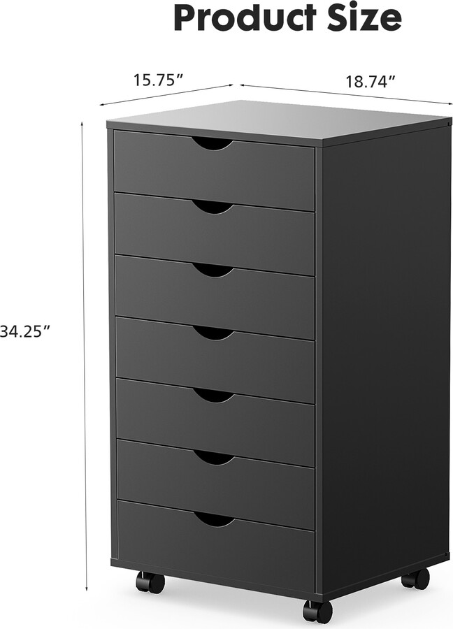 7 Drawer Chest,Storage Cabinets with Wheels Dressers Wood Dresser ...