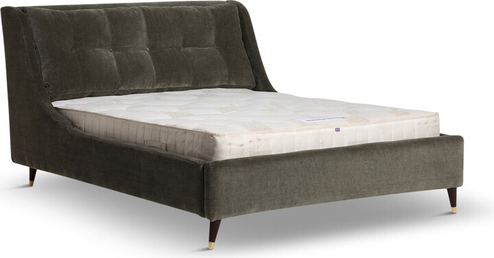Barker and Stonehouse Raul Velvet Buttoned Double Bed Frame With Padded ...