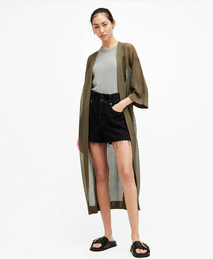 AllSaints Misha Mesh Longline Kimono Cardigan - ShopStyle
