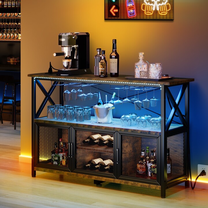 Moasis Bar Cabinet with LED Light Removable Wine Rack - ShopStyle