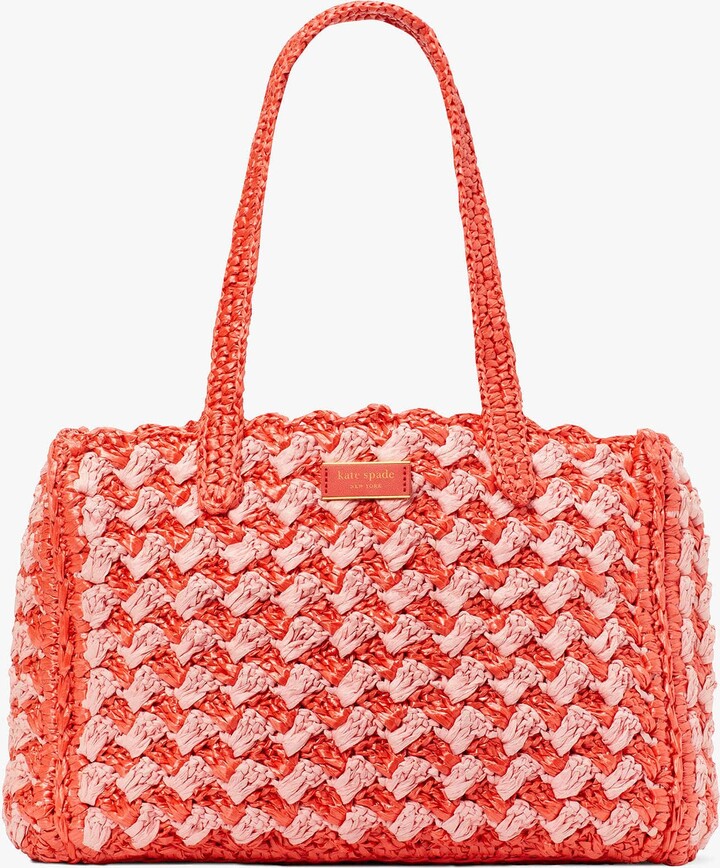 Kate Spade High Tide Striped Crochet Raffia Medium Tote - ShopStyle