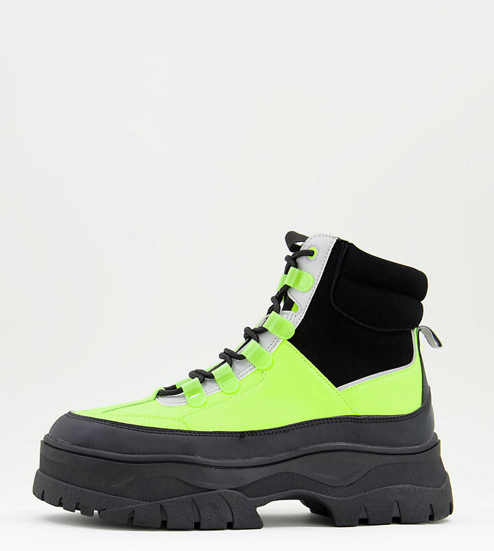 ASOS DESIGN Wide Fit lace up boot in reflective faux leather with ...