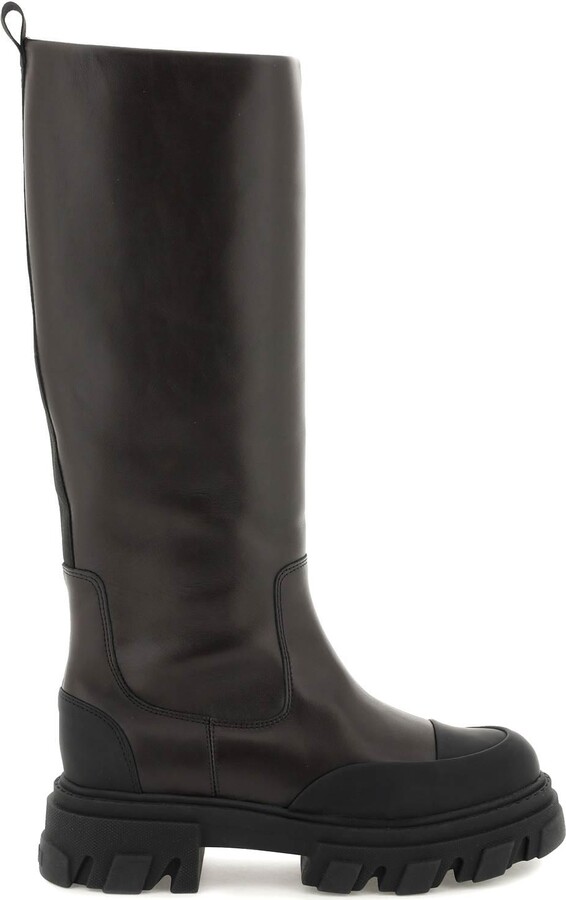 Ganni Tubular Leather Boots - ShopStyle