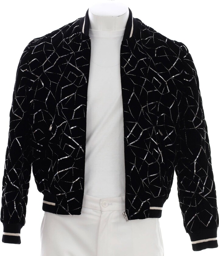 Saint Laurent Men's Teddy Varsity Jacket Embellished Velvet - ShopStyle