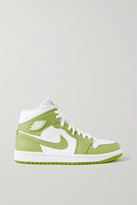 Nike Air Jordan 1 Mid Lizard-effect Leather Sneakers - White - ShopStyle
