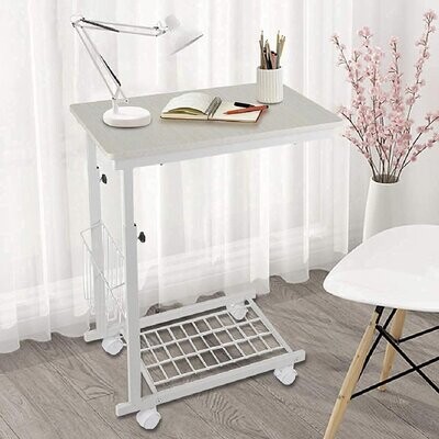 Inbox Zero Height Adjustable Side Table With Rolling Wheels Sofa Side ...