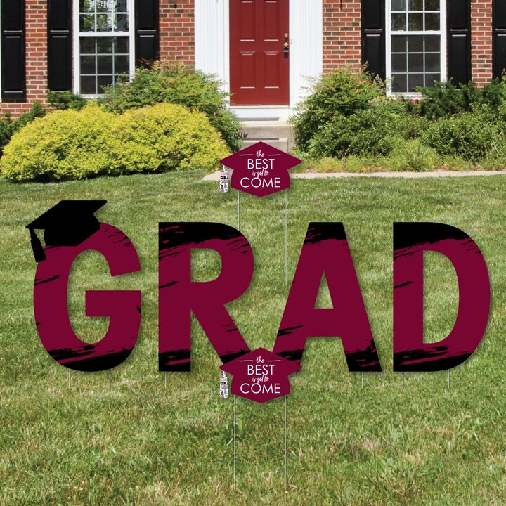 Big Dot of Happiness Maroon Grad - Best is Yet to Come - Yard Sign ...