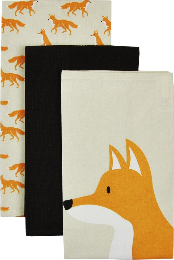 Dunelm Set of 3 Fergus Fox Tea Towels Orange/White/Black - ShopStyle ...
